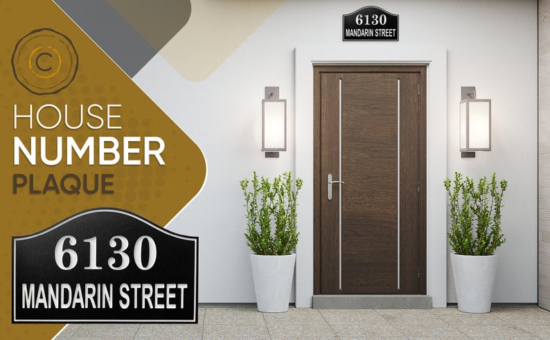 House Numbers and Street Name address Plaque House Numbers - Etsy