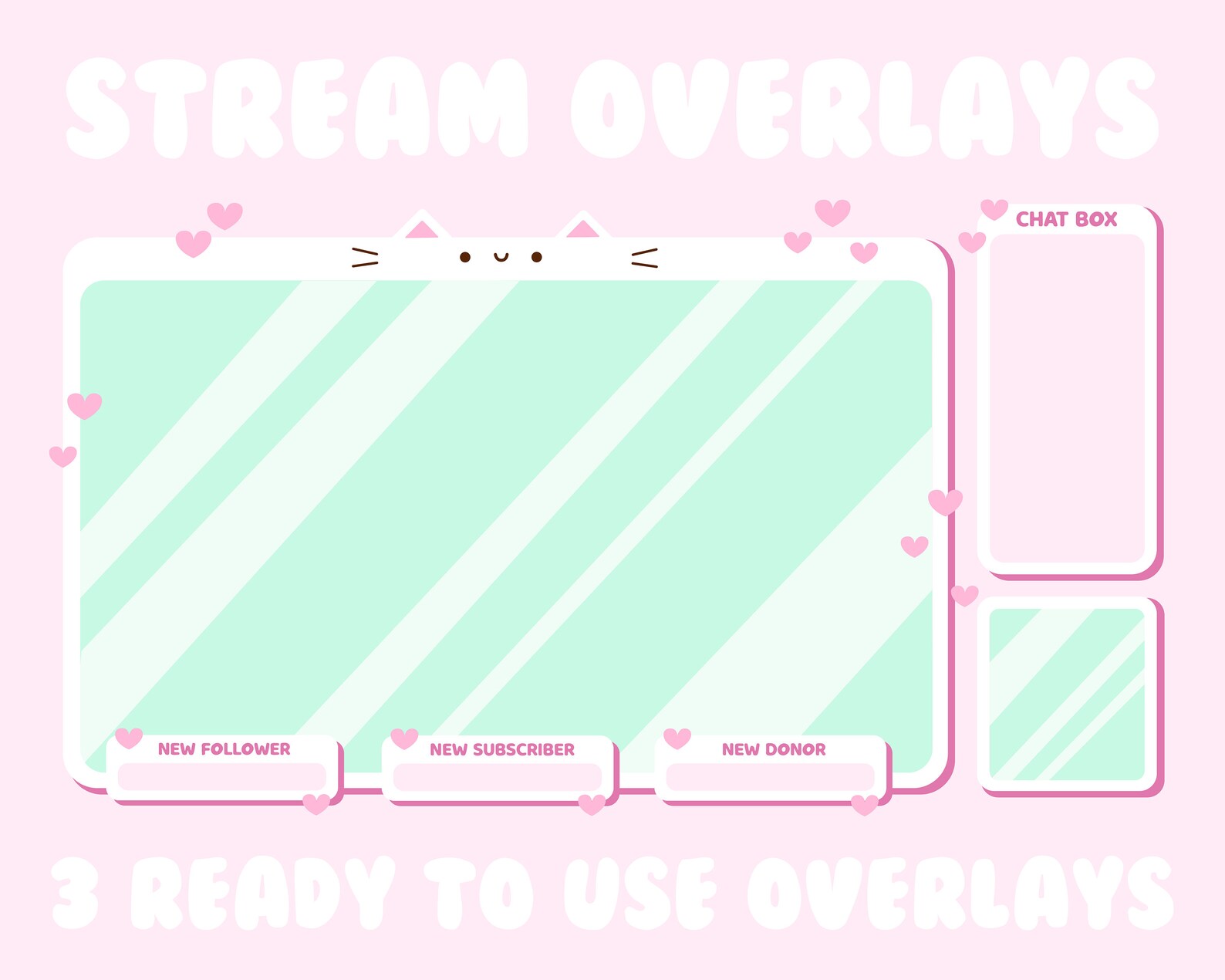 Twitch Stream Overlay / Cats / Cute / Kawaii / Pastels / - Etsy Finland