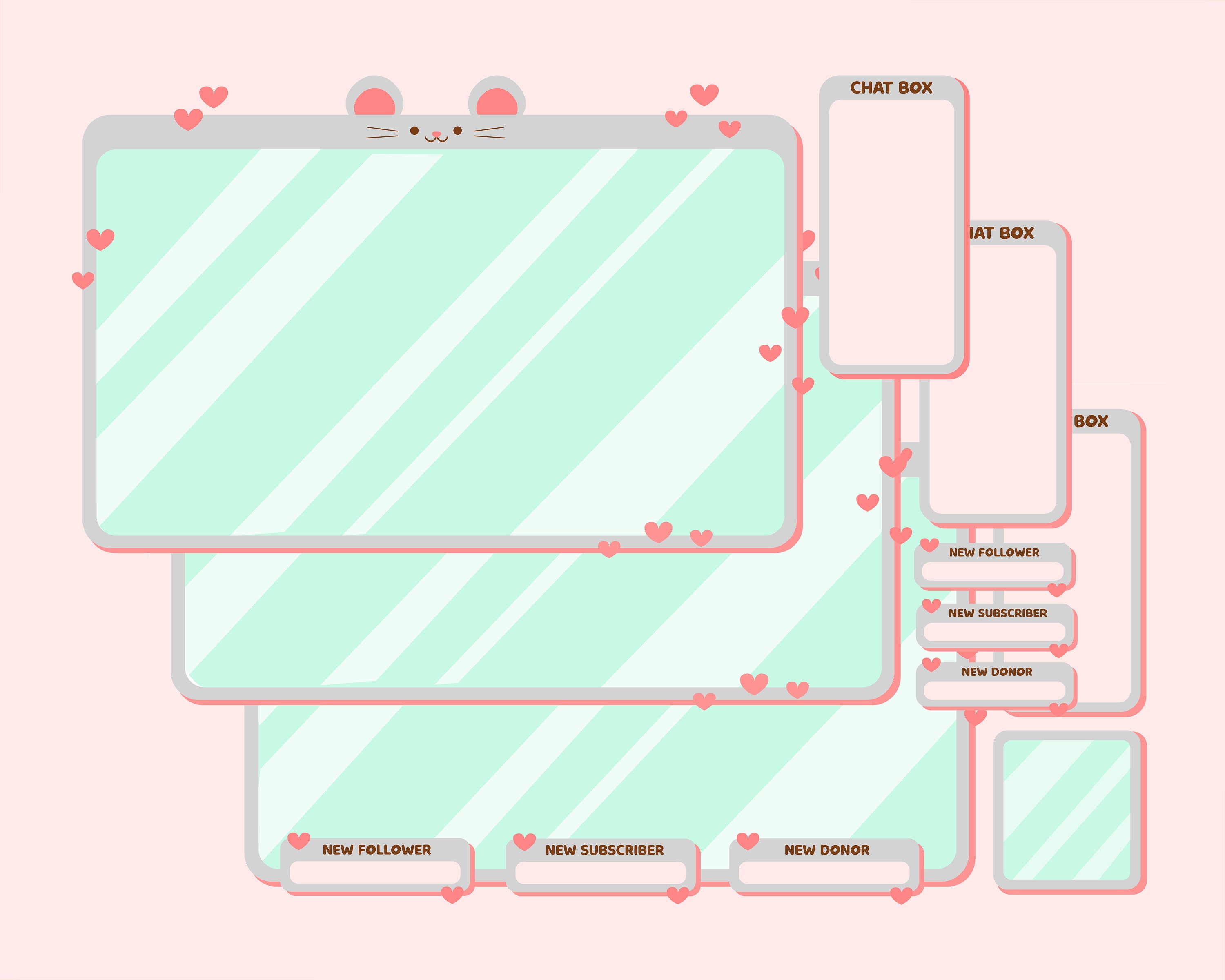 Stream Overlays Mouse / Gaming / Kawaii / Pink / Peach / Just Chatting ...