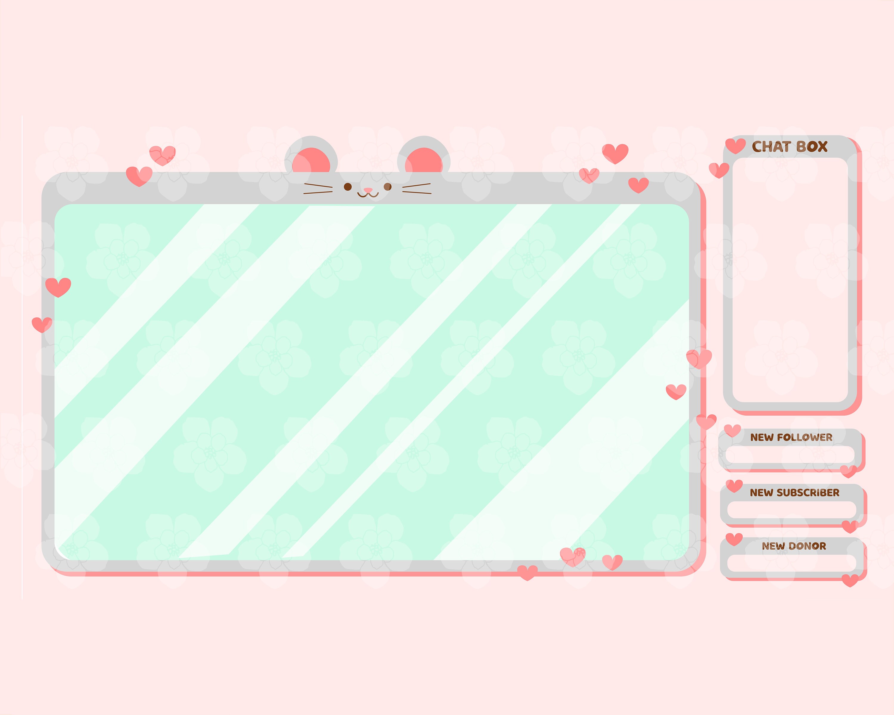 Stream Overlays Mouse / Gaming / Kawaii / Pink / Peach / Just Chatting ...