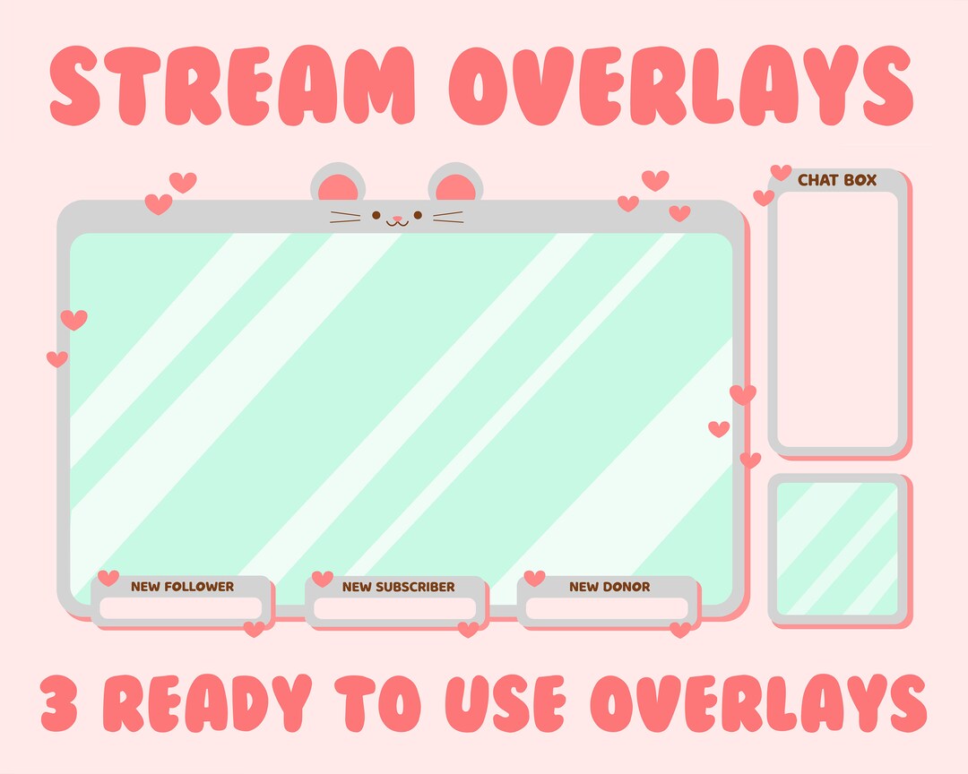 Stream Overlays Mouse / Gaming / Kawaii / Pink / Peach / Just Chatting ...