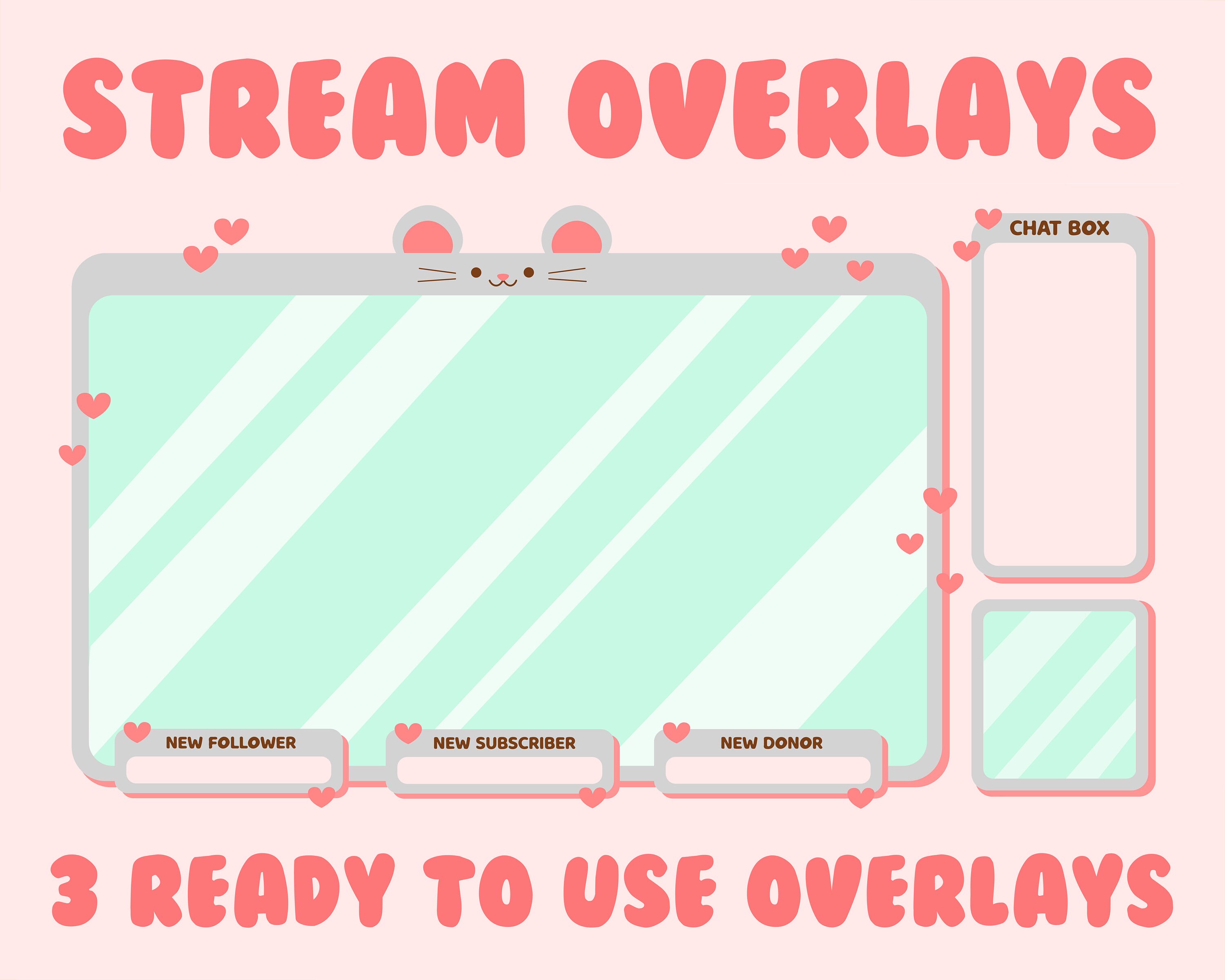 Stream Overlays Mouse / Gaming / Kawaii / Pink / Peach / Just Chatting ...