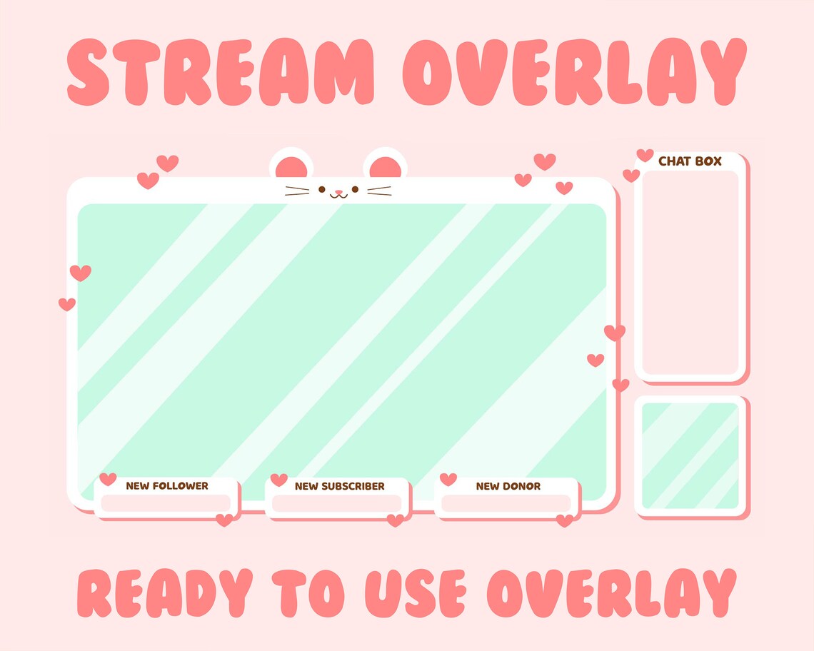 Mouse Stream Overlay Weiß / Tiere / Niedlich / Pfirsich / Just Chatting ...