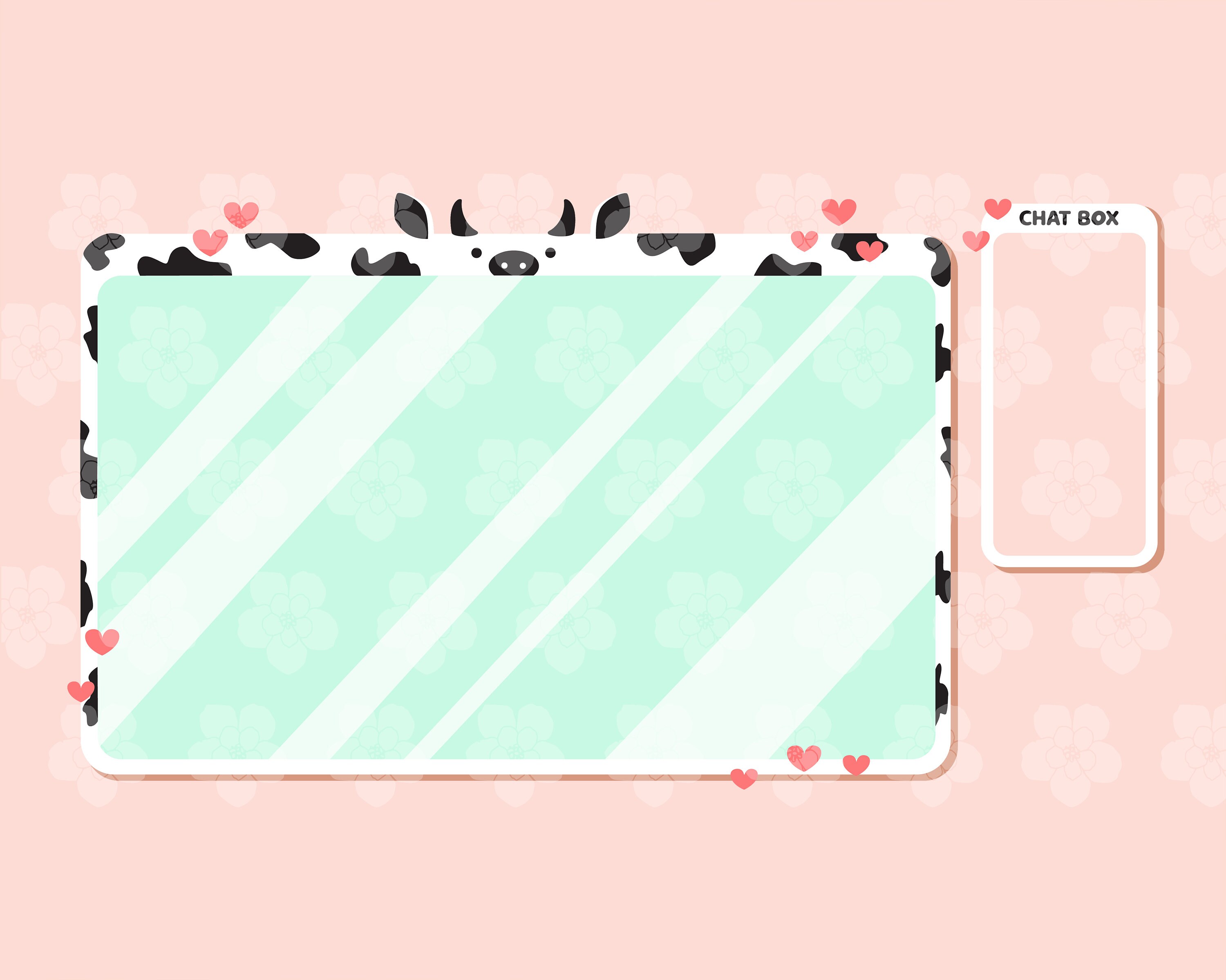 Stream Overlays Cow / Hearts / Pink / Peach / Vtuber - Etsy