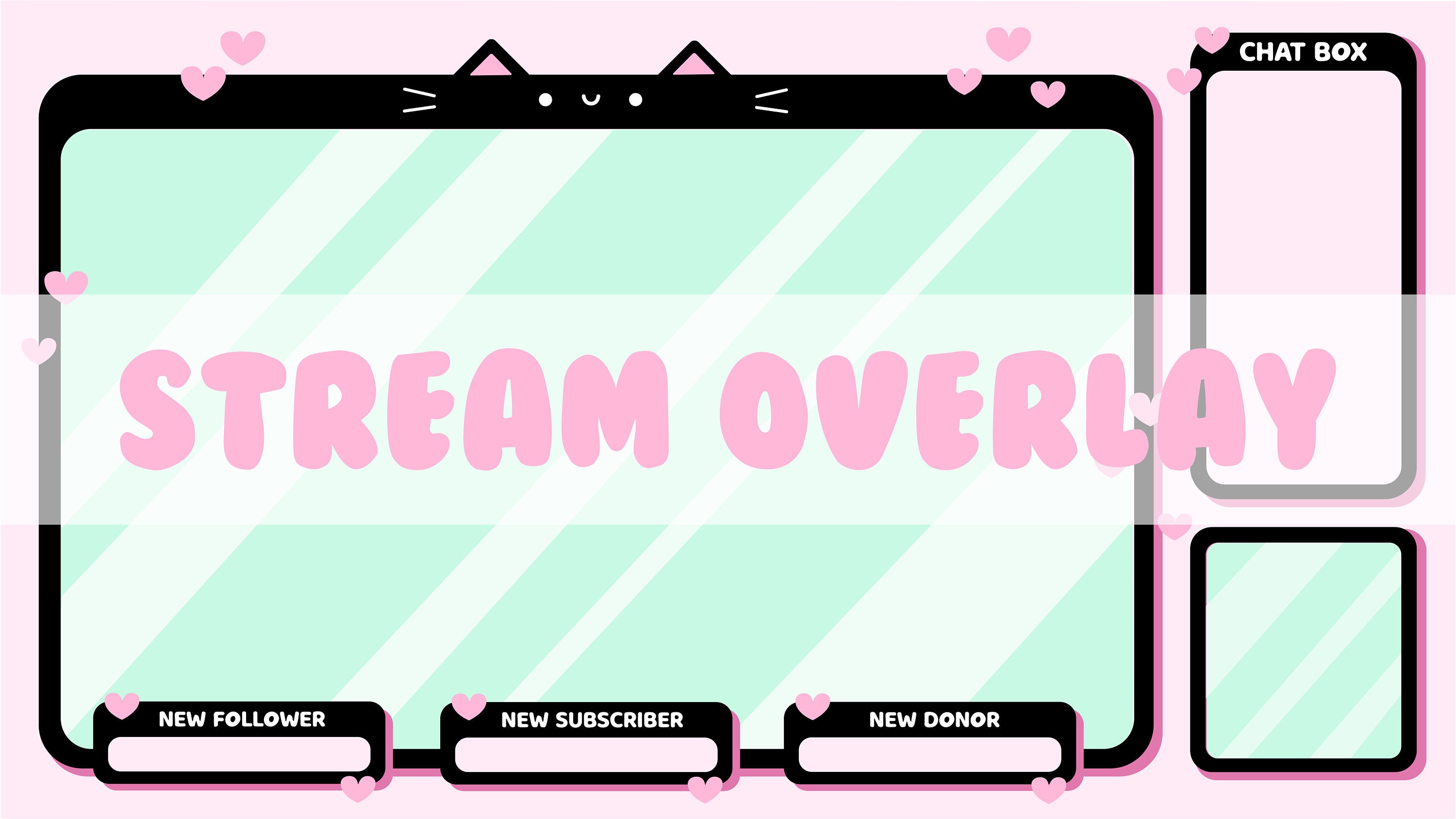 Twitch Stream Overlay / Cats / Cute / Kawaii / Pastels / Windows ...