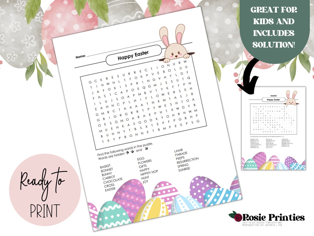 Easter Word Search, Printable Word Search, Easter Activities Virtual ...