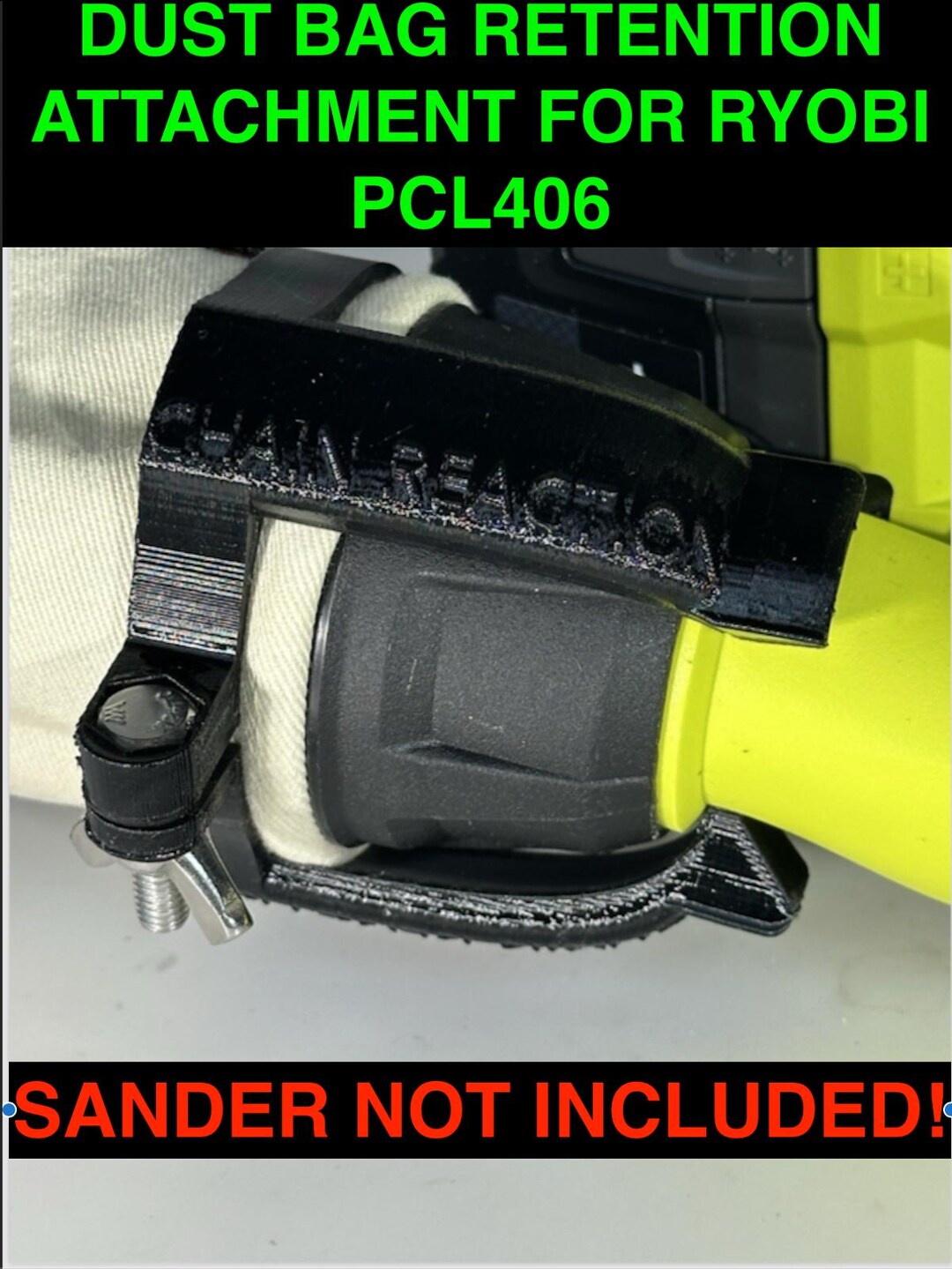 Dust Lock Prevents Sander Dust Bag From Falling Off! Fits Ryobi Pcl406 ...