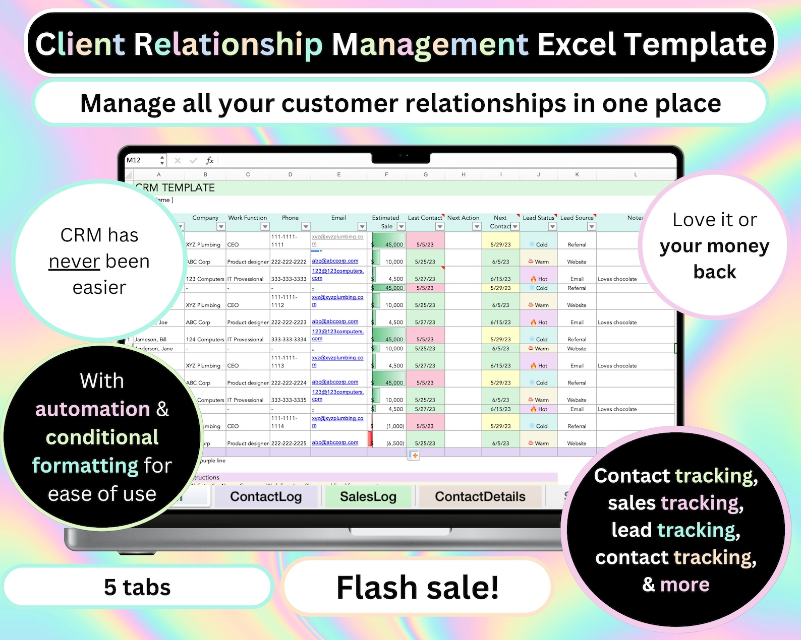Customer Relationship Management Template Excel CRM Template Client ...