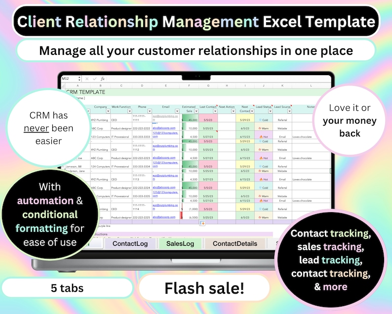 Customer Relationship Management Template Excel CRM Template Client ...