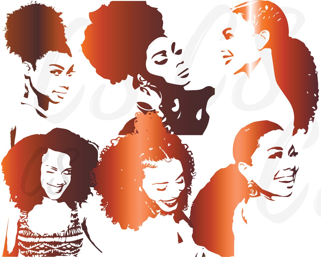 Black Woman Clipart Bundle for Logos and Branding, Natural Hair Svg ...