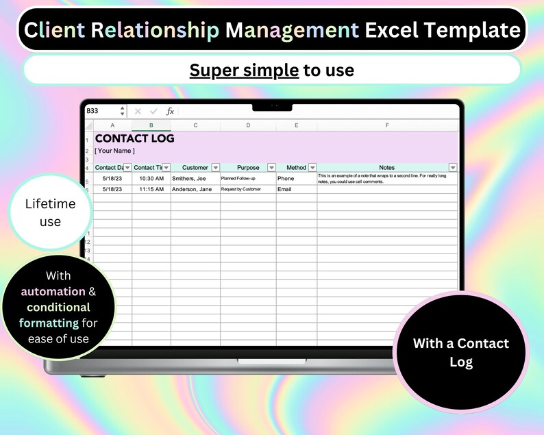 Customer Relationship Management Template Excel CRM Template Client ...