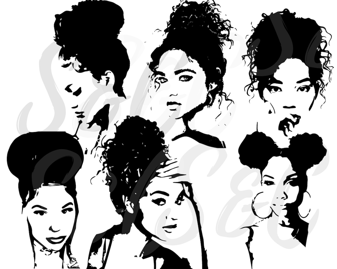 Curly Hair SVG Bundle of 6, Black Girl SVG Bundle, Black Woman SVG ...