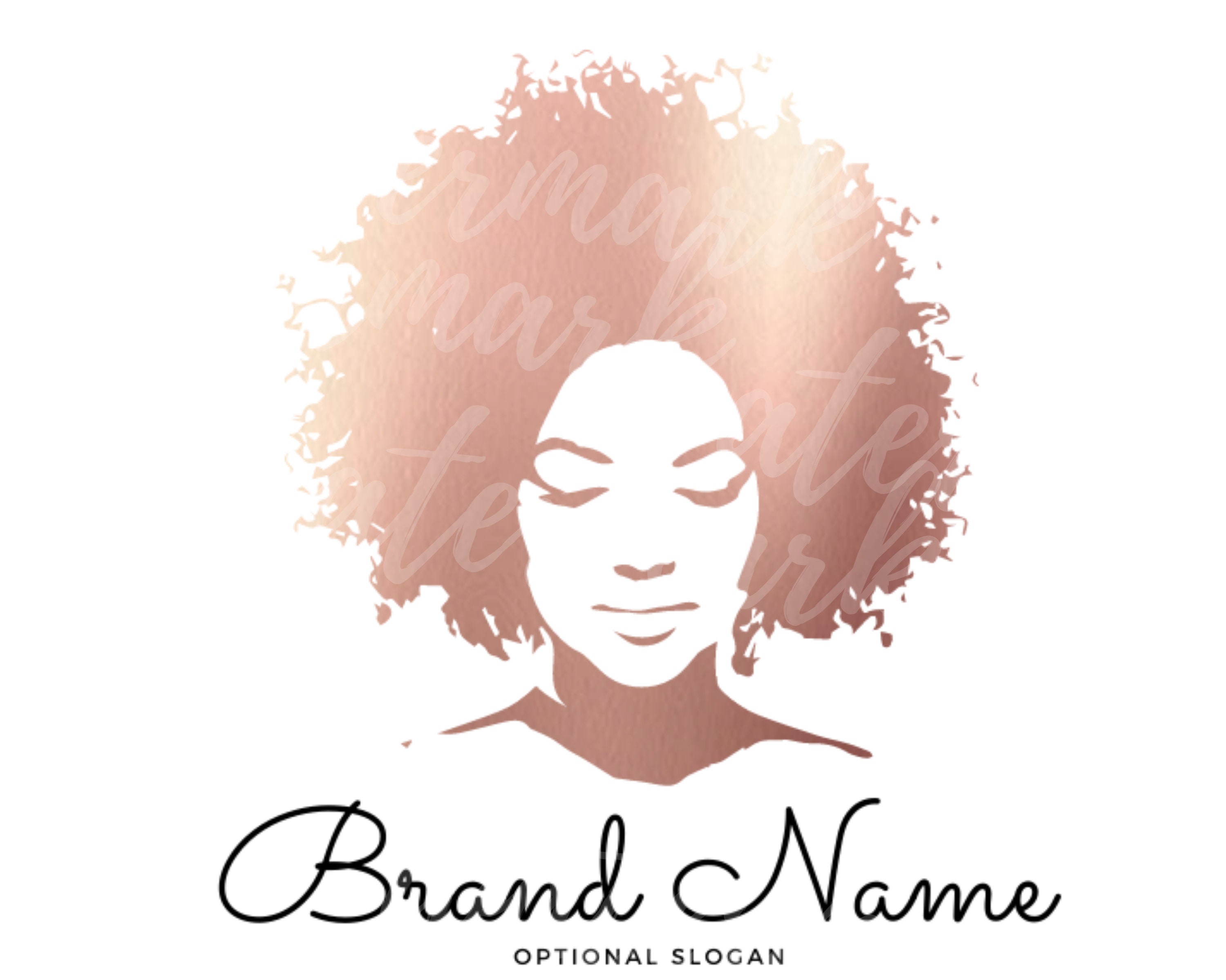 Curly Hair Logo, Black Woman Logo, Hairstylist Logo, Hairdresser Logo ...