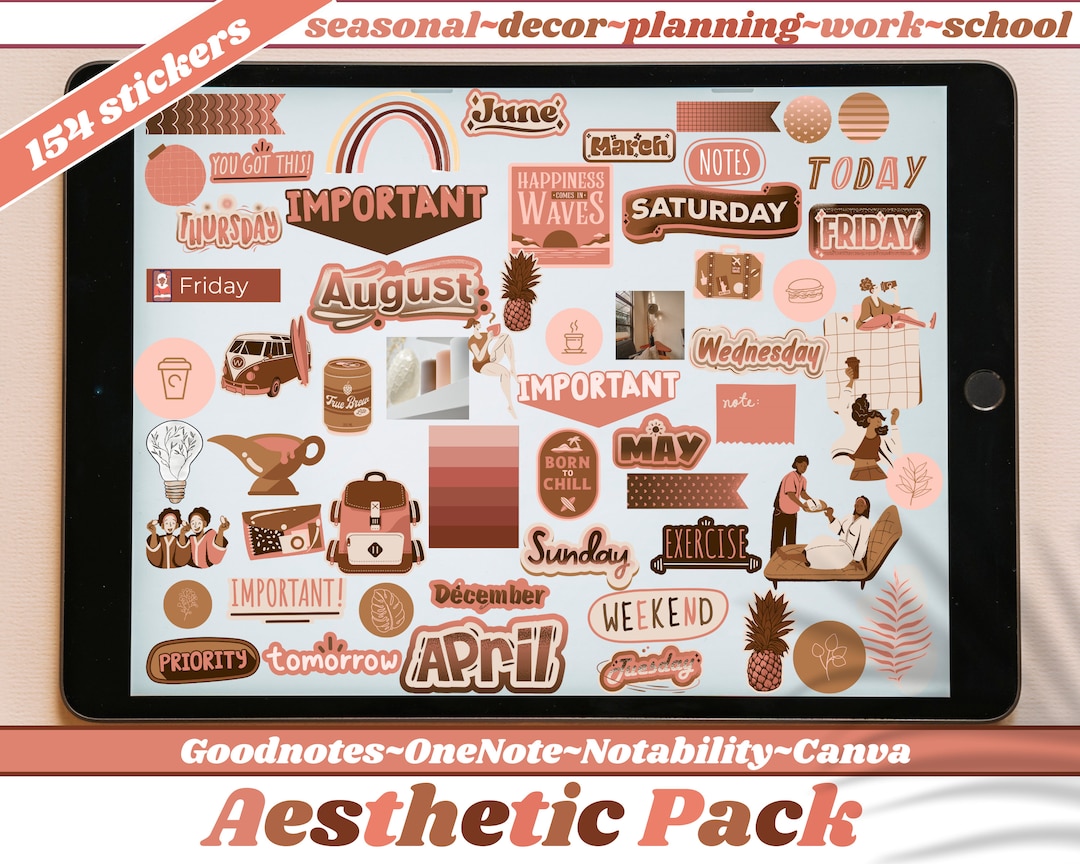 Aesthetic Stickers Digital Bullet Journal Decor Aesthetic Planner ...