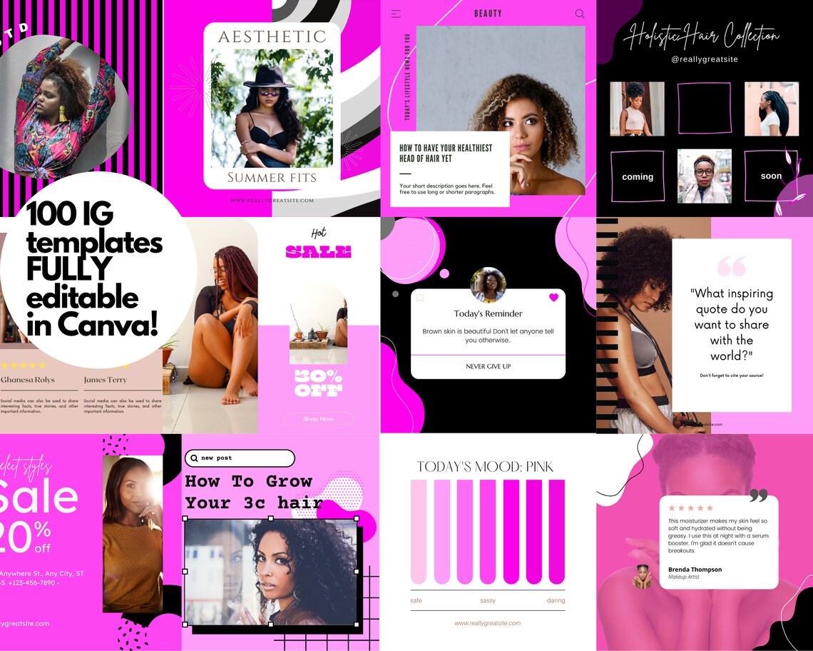 Pretty in Pink Blogger Social Media Set Social Media - Etsy