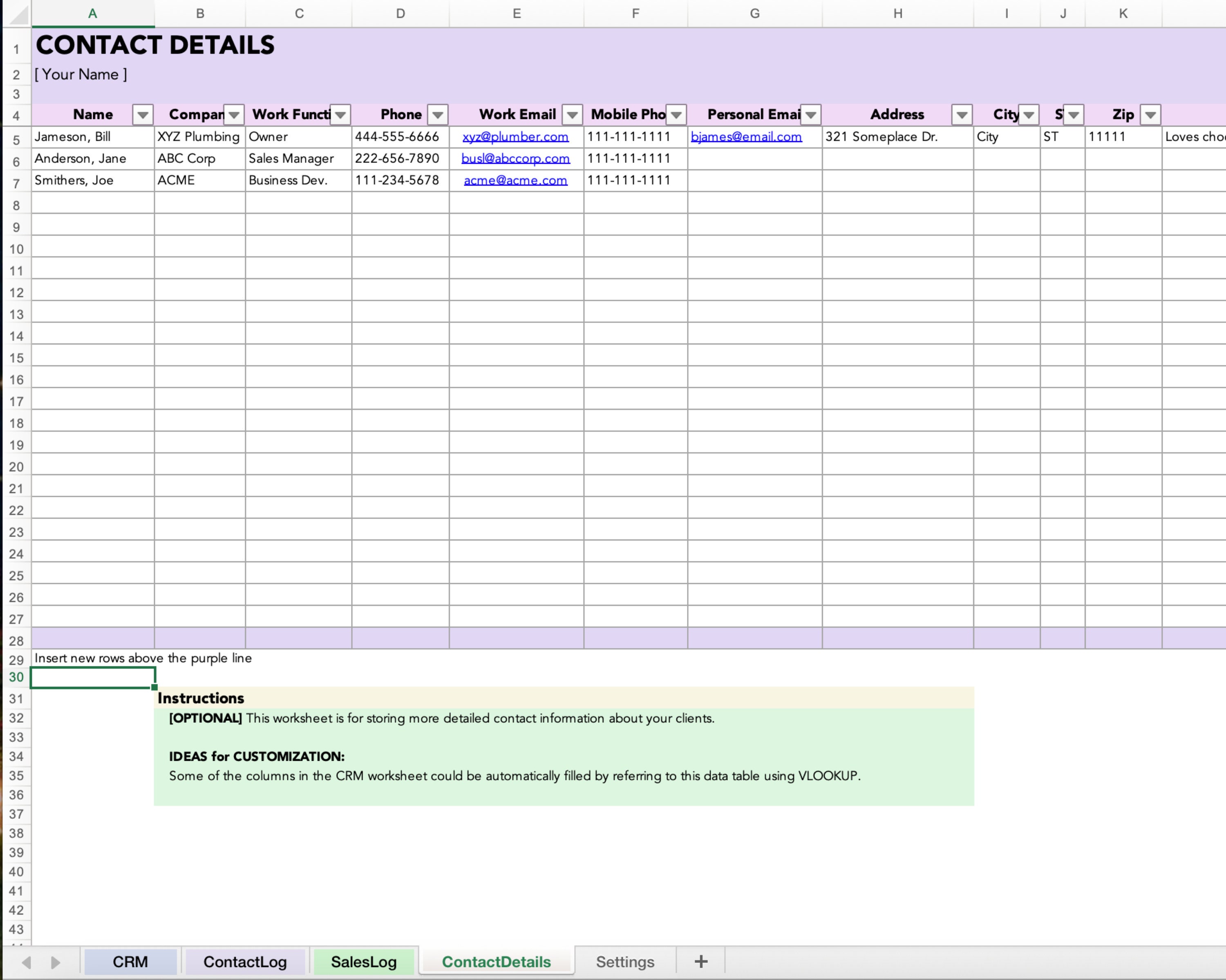 Customer Relationship Management Template Excel CRM Template Client ...
