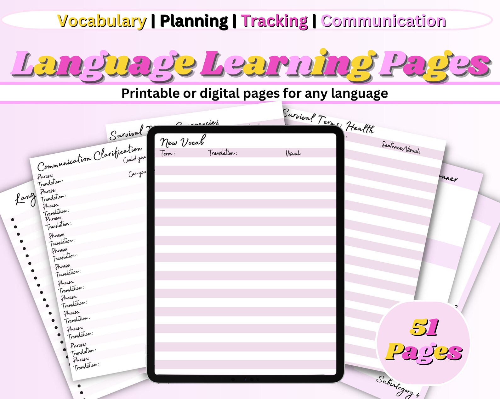 Language Learning Journal Spreads ULTIMATE Bundle for Language Study ...