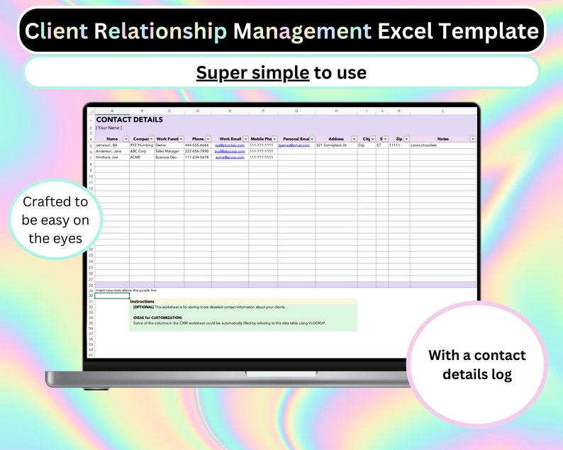 Customer Relationship Management Template Excel CRM Template Client ...