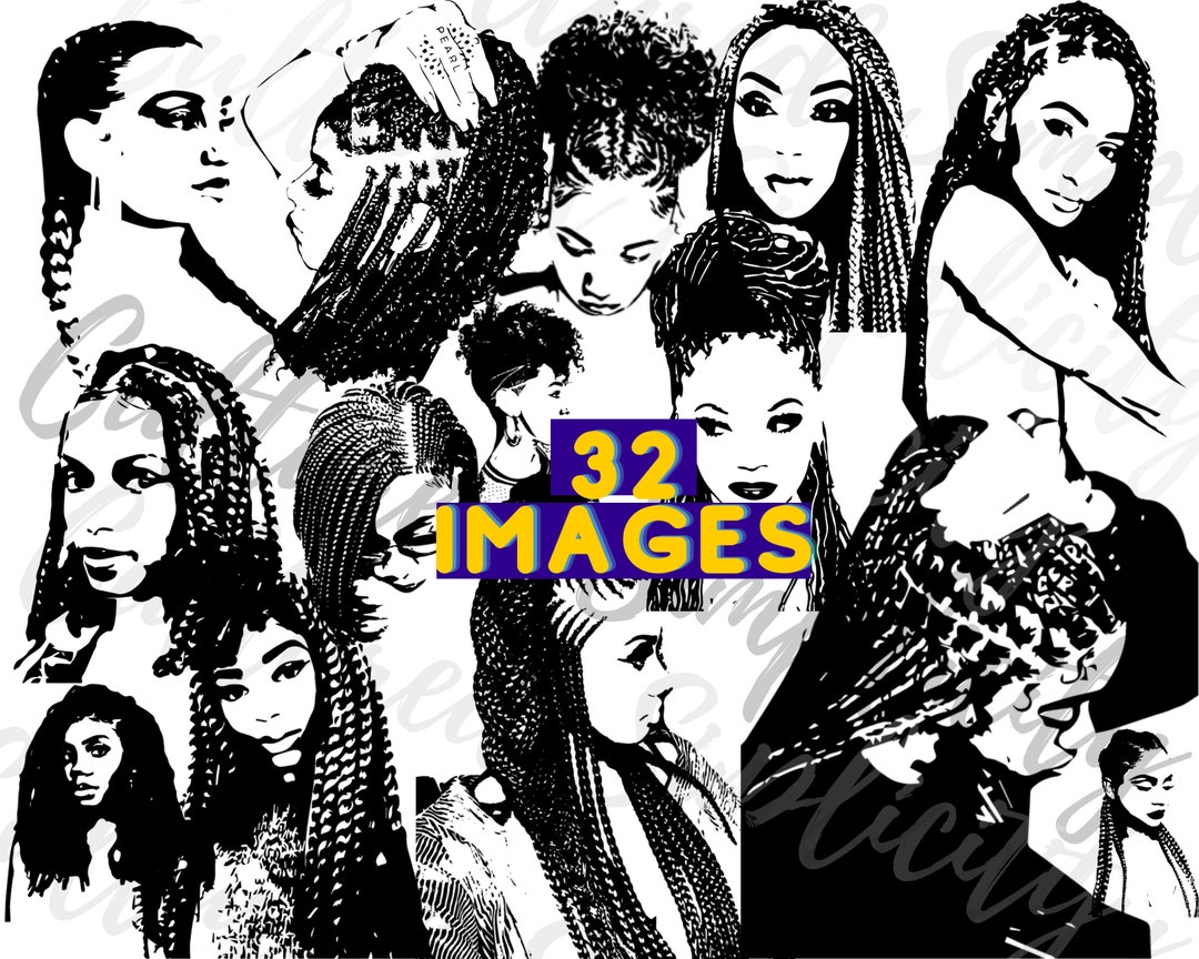 Hairstyles SVG Bundle of 32, Black Girl SVG Bundle, Black Woman SVG ...