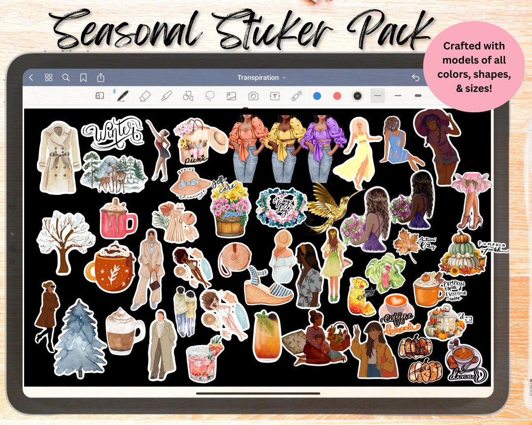 Digital SEASONAL Stickers Digital Planner Stickers Summer Digital ...