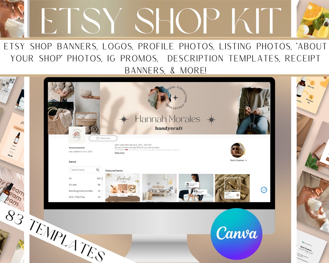Etsy Shop Kit | Sell on Etsy Branding Kit | Rose Gold Etsy Banner ...