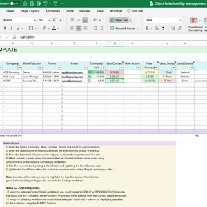 Customer Relationship Management Template Excel CRM Template Client ...