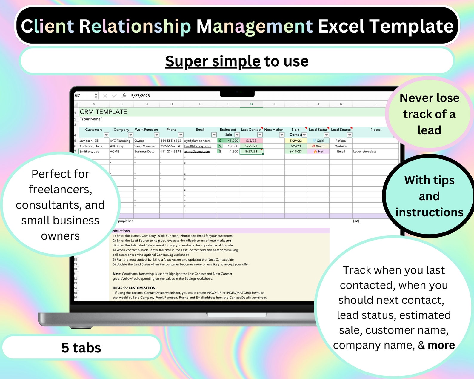 Customer Relationship Management Template Excel CRM Template Client ...