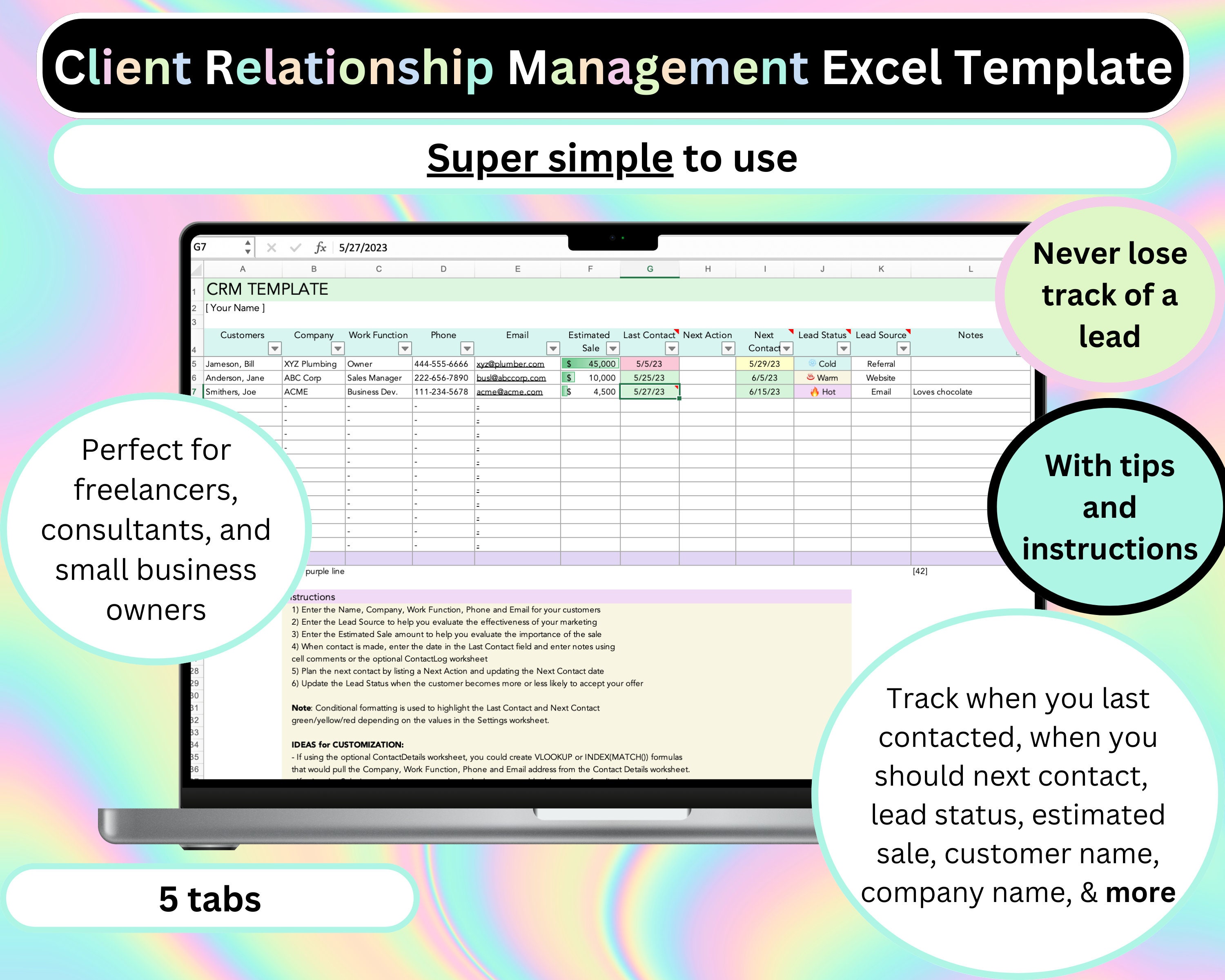 Customer Relationship Management Template Excel CRM Template Client ...