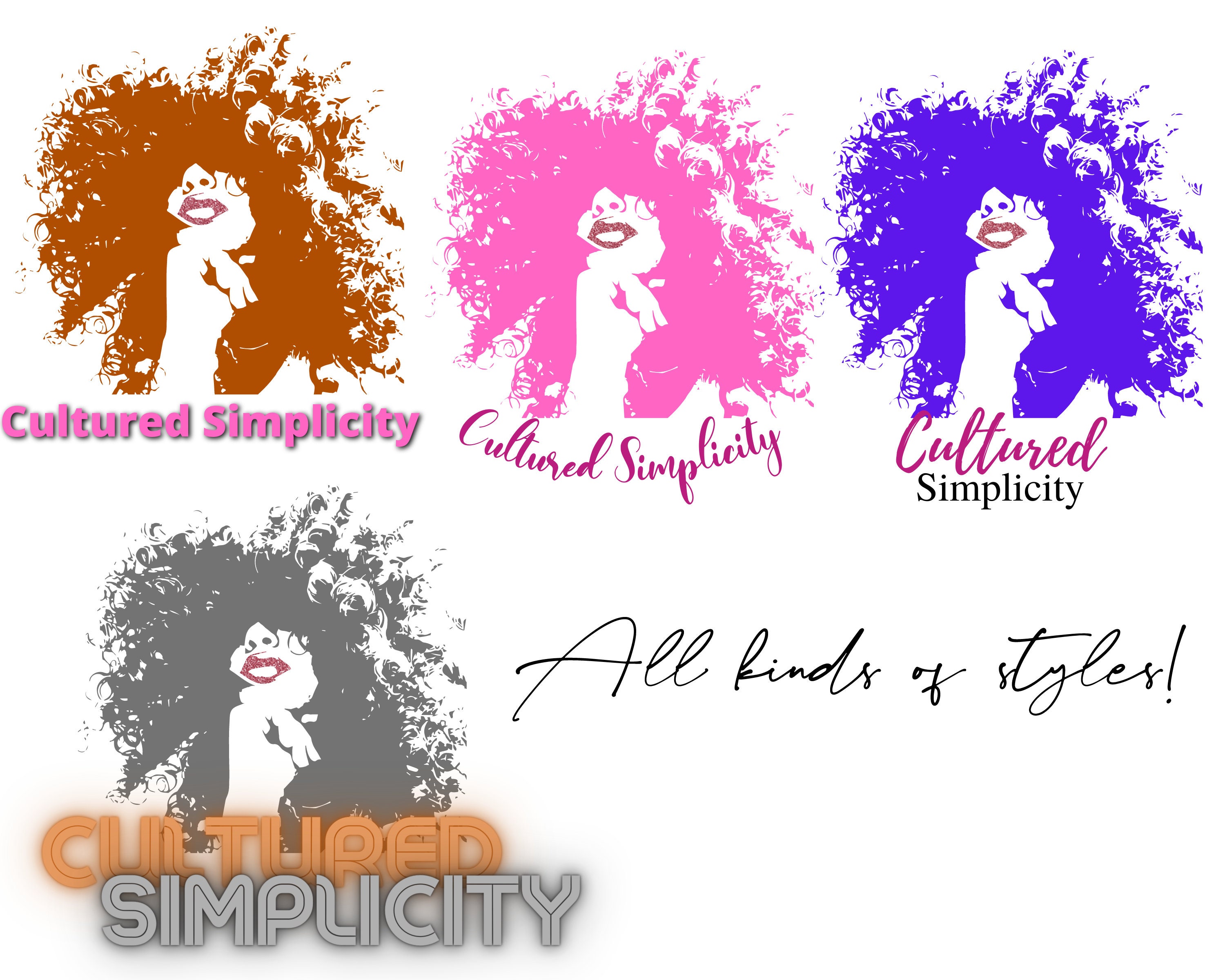 Curly Hair Logo, Black Woman Logo, Hairstylist Logo, Hairdresser Logo ...