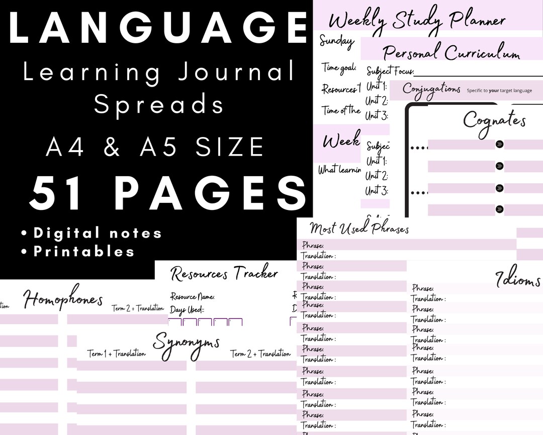 Language Learning Journal Spreads ULTIMATE Bundle for Language - Etsy