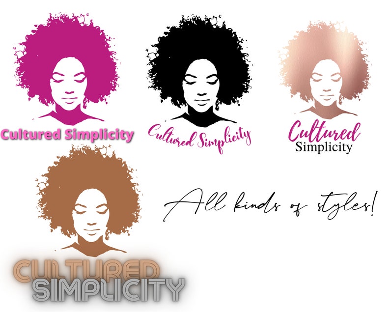 Curly Hair Logo, Black Woman Logo, Hairstylist Logo, Hairdresser Logo ...