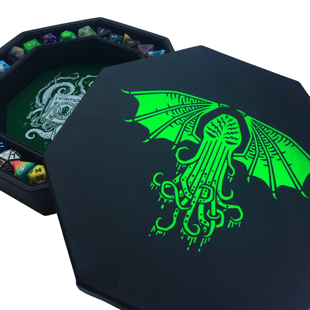 Fantasydice Cthulhu Tome - Green - Dice Tray -8'' Octagon With Lid and ...