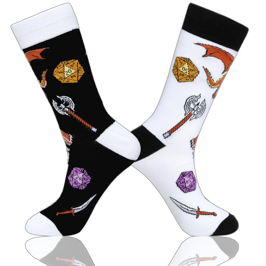 2 Pairs of Dungeons and Dragons Crew Socks for Men Dnd Gifts Christmas ...