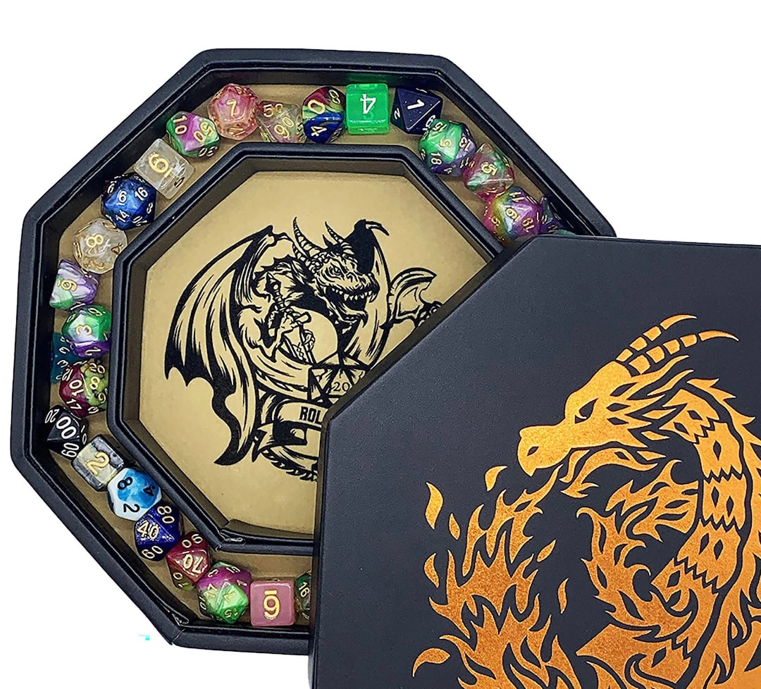 Dragon Dice Tray With Lid: 8" Octagon RPG Dice Rolling Arena - Etsy