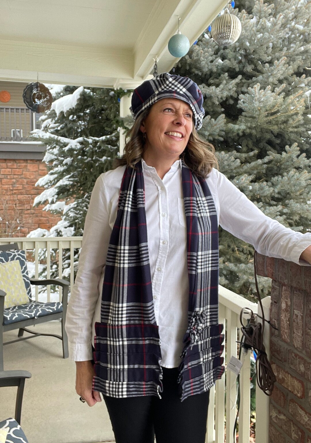 Beth's Beret in Blue Red & White Plaid Flannel, Chic Preppy, Sporty ...