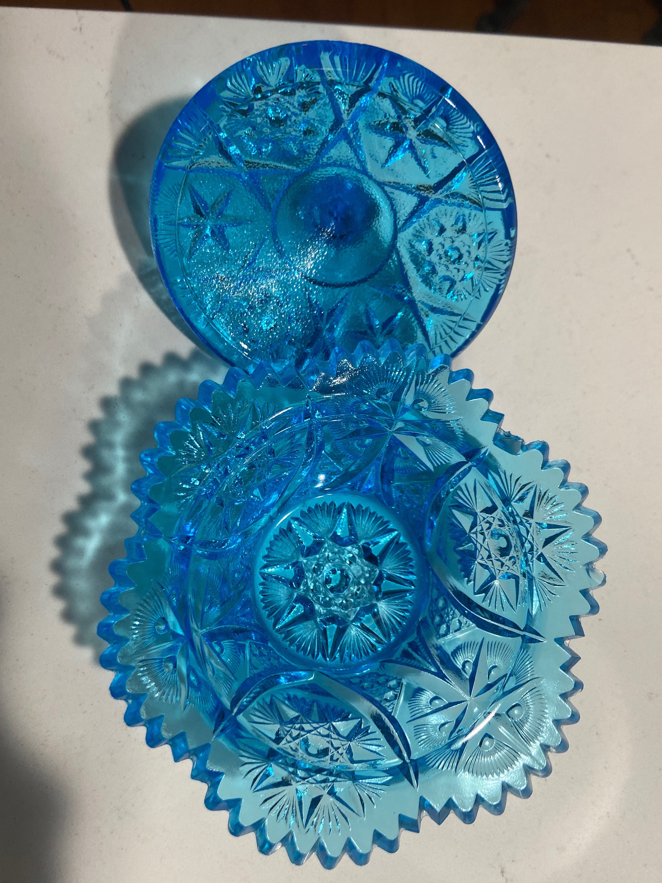 Kemple Wheaton Glass - Blue Aqua - Yutec Pattern - Creamer/sugar Set of ...