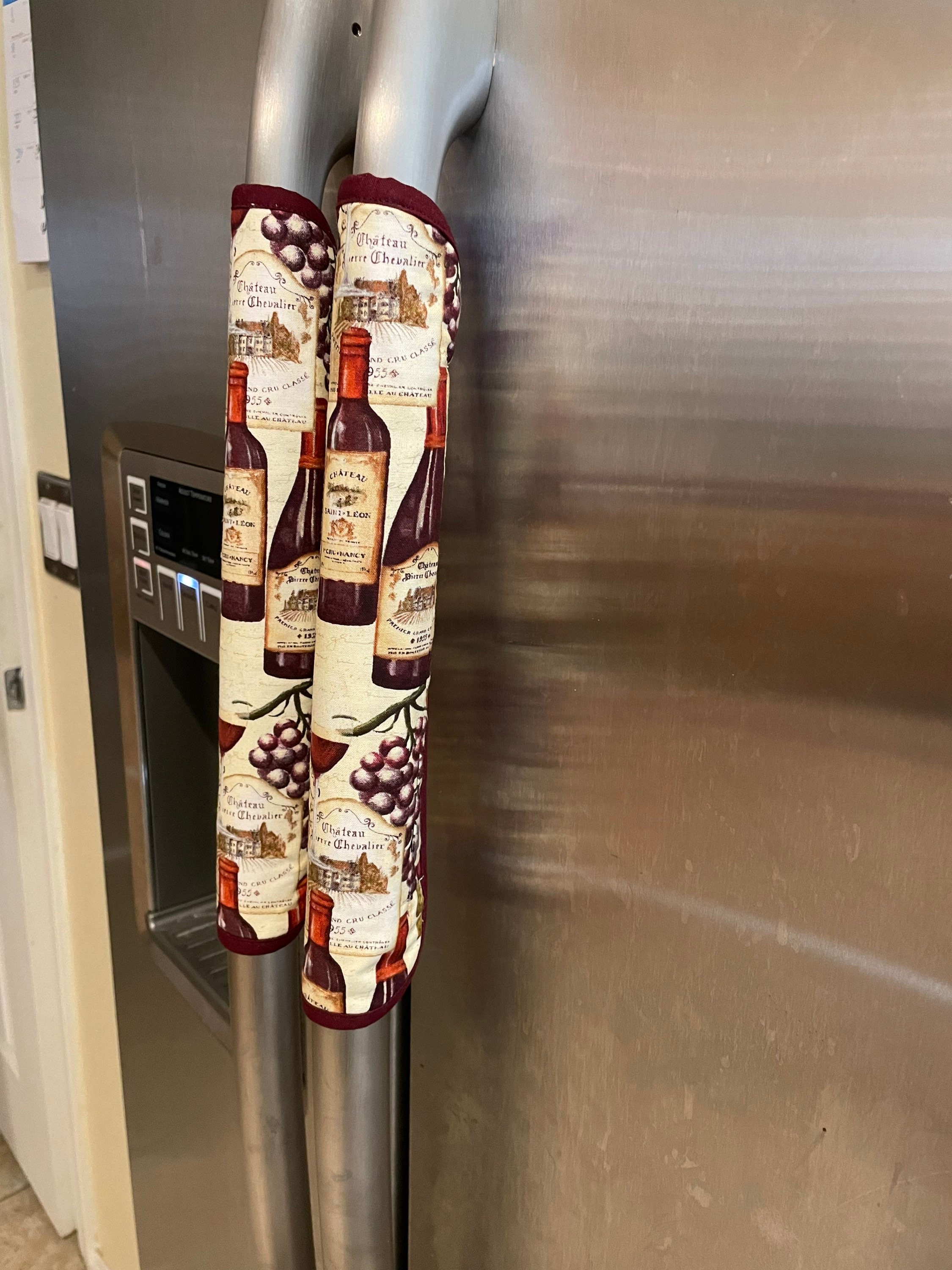 2 Pc Set Padded Refrigerator, Stove, Oven,dishwasher Handle Cover, Wine ...