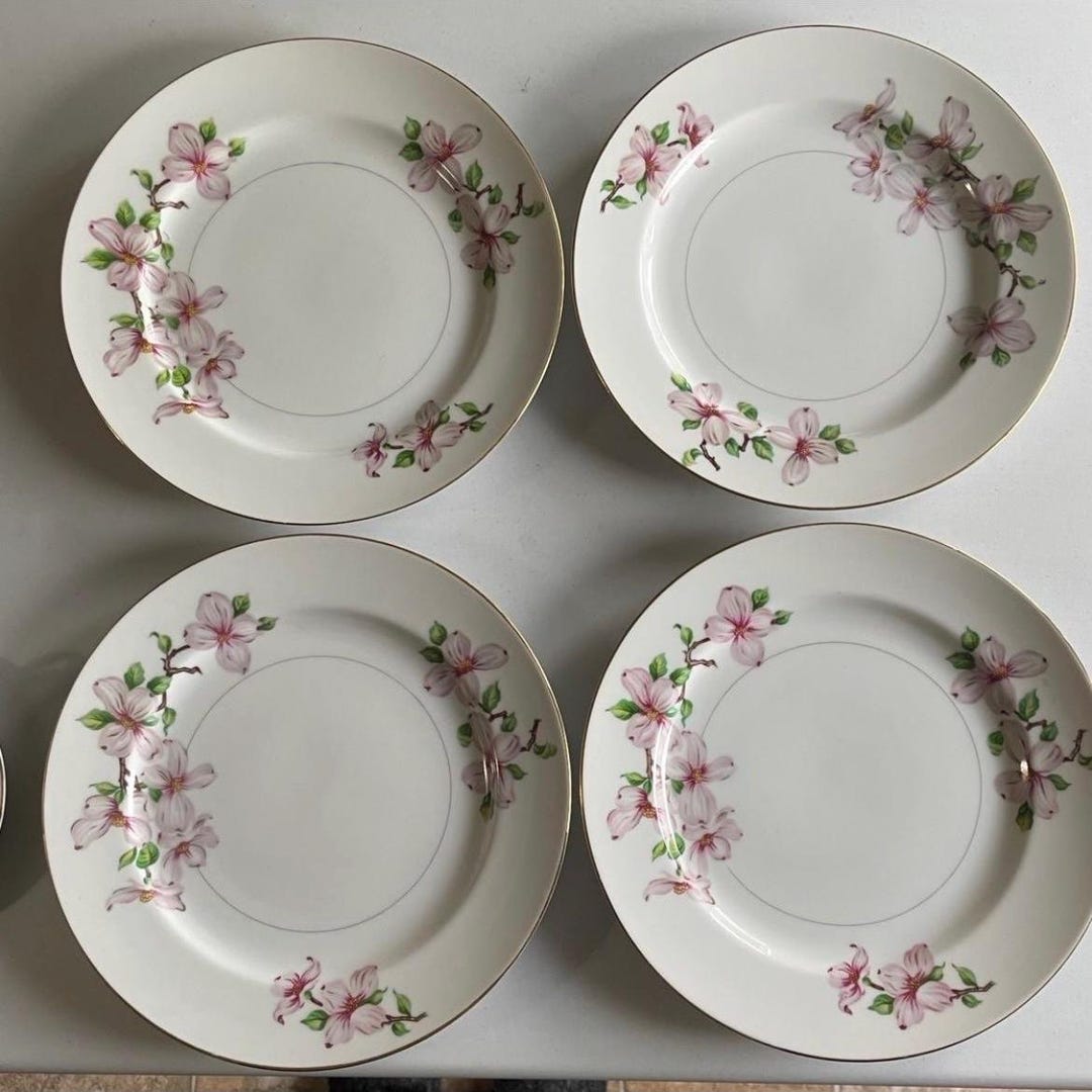 4 Beautiful Vintage HIRA Dishes 10 Inch Plates Dishes China Dogwood ...