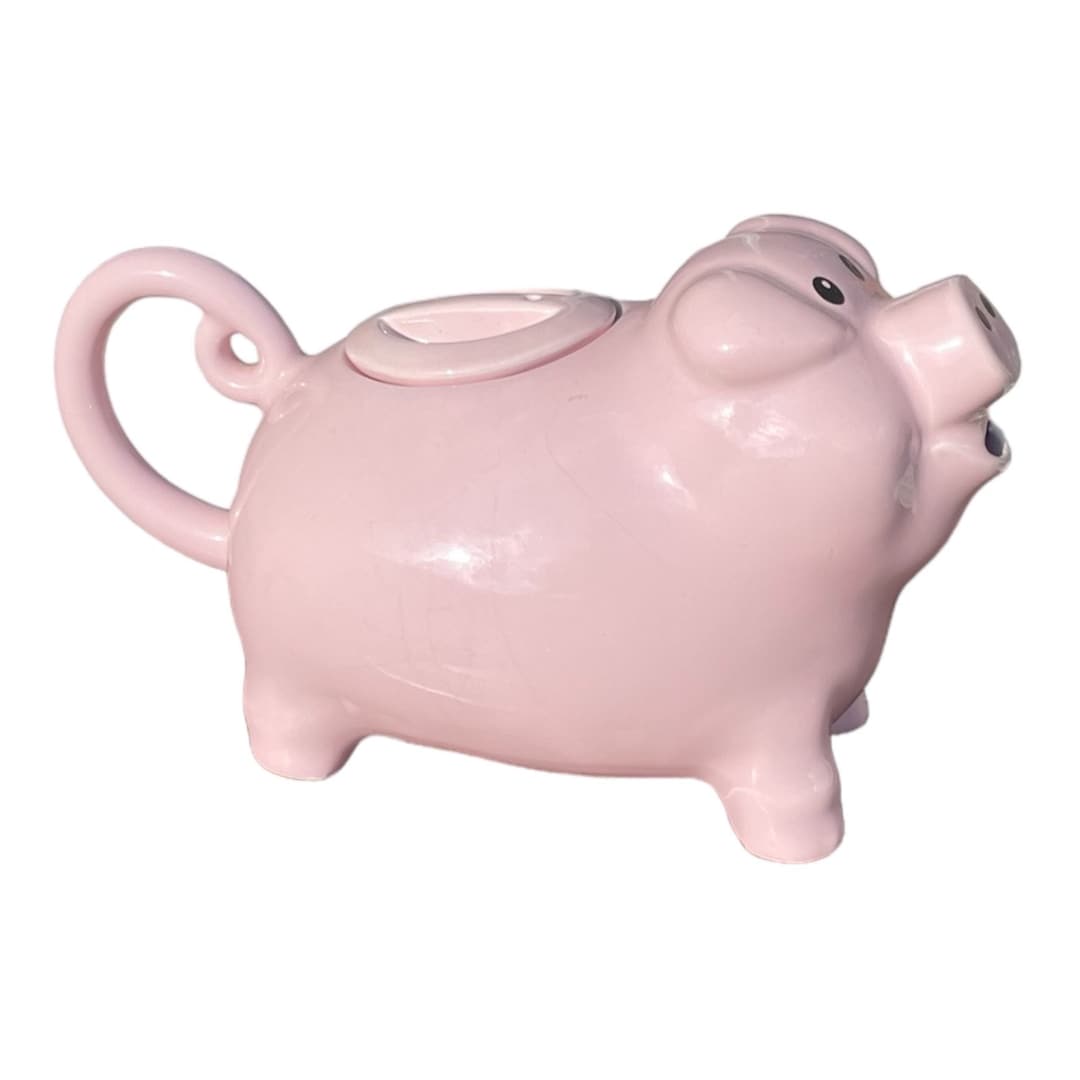 Vintage Teapot Pink Pig Theme Ceramic Porcelain Novelty Tea Pot Vtg Pig ...
