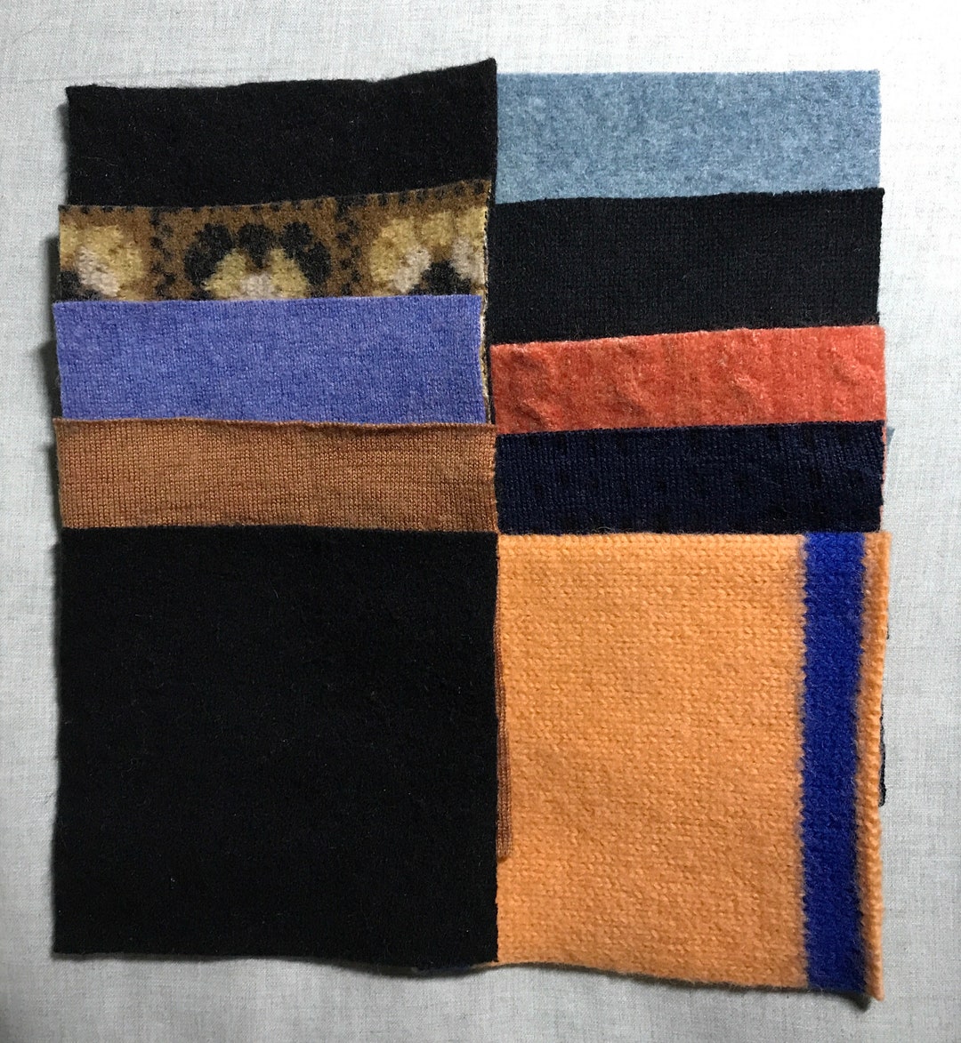 Felted wool squares 5”x5”, upcycled, DIY, crafting, mittens, penny rugs ...