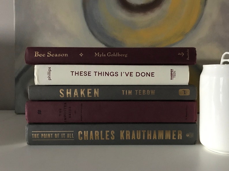Burgundy White & Dark Gray Decorative Book Set, Books for Staging ...
