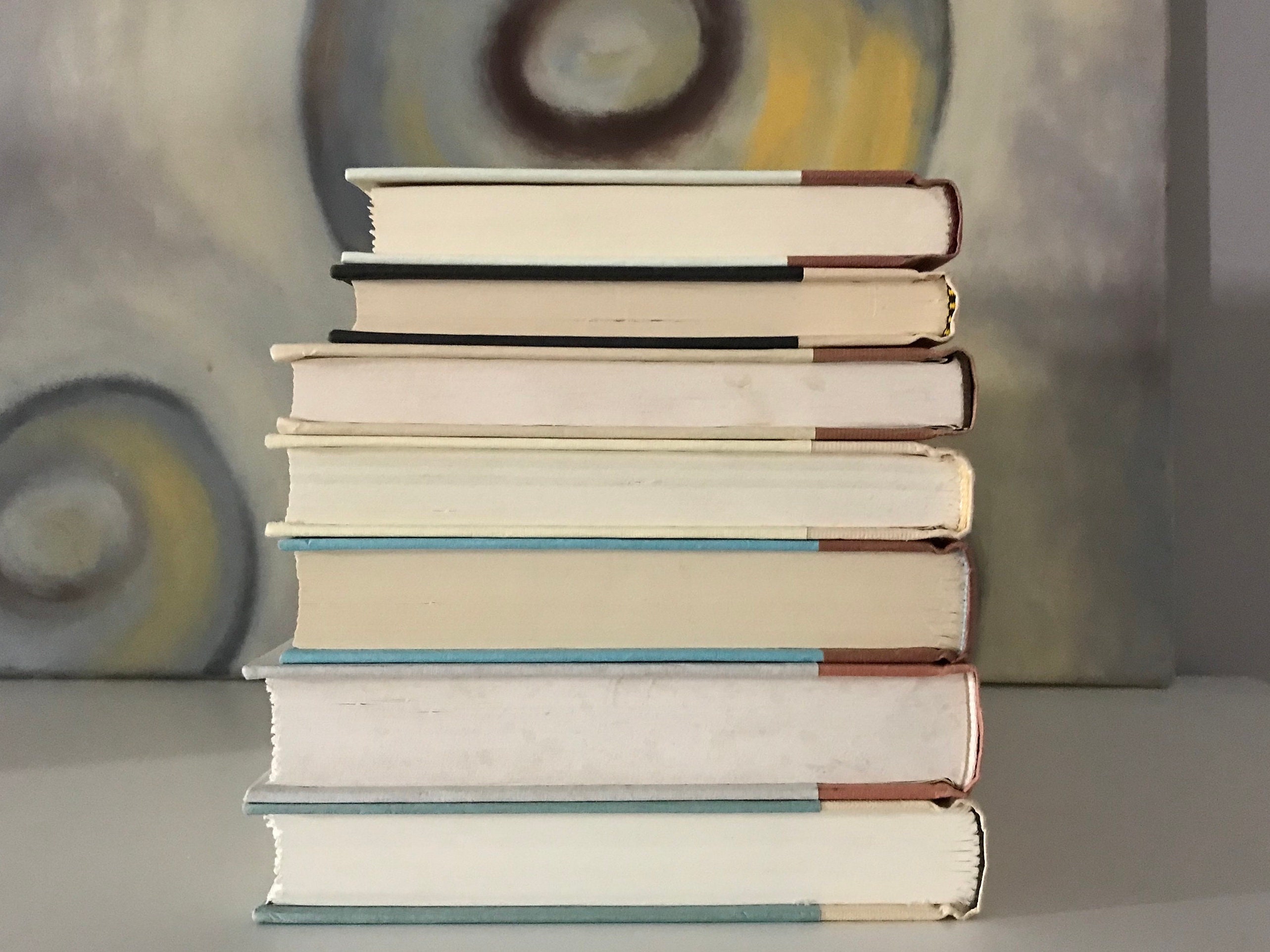Cream Adobe Clay Gold Decorative Book Set, Books for Staging, Vintage ...