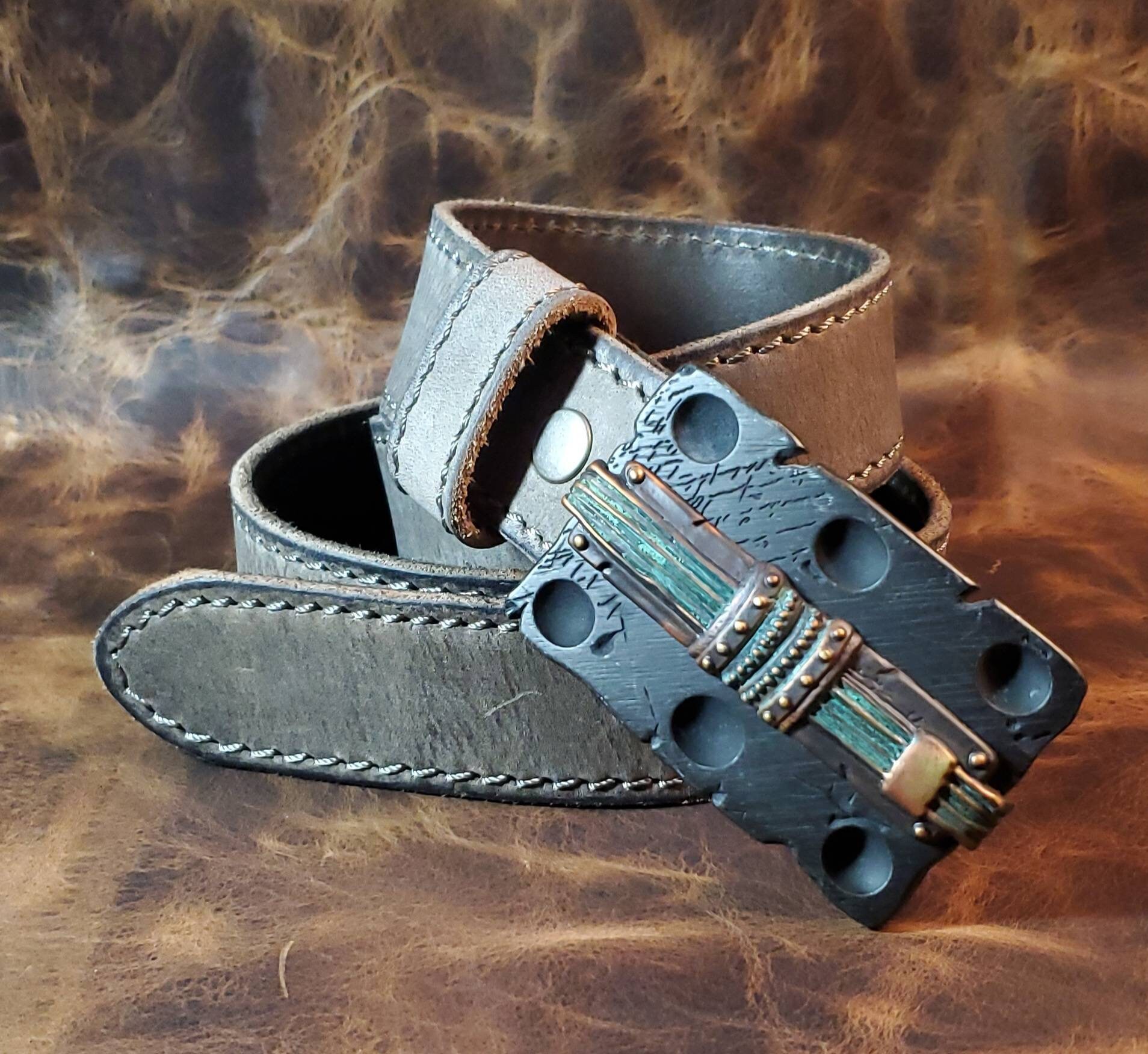 Vintage Full Grain Belt With Steampunk Style Buckle - Etsy