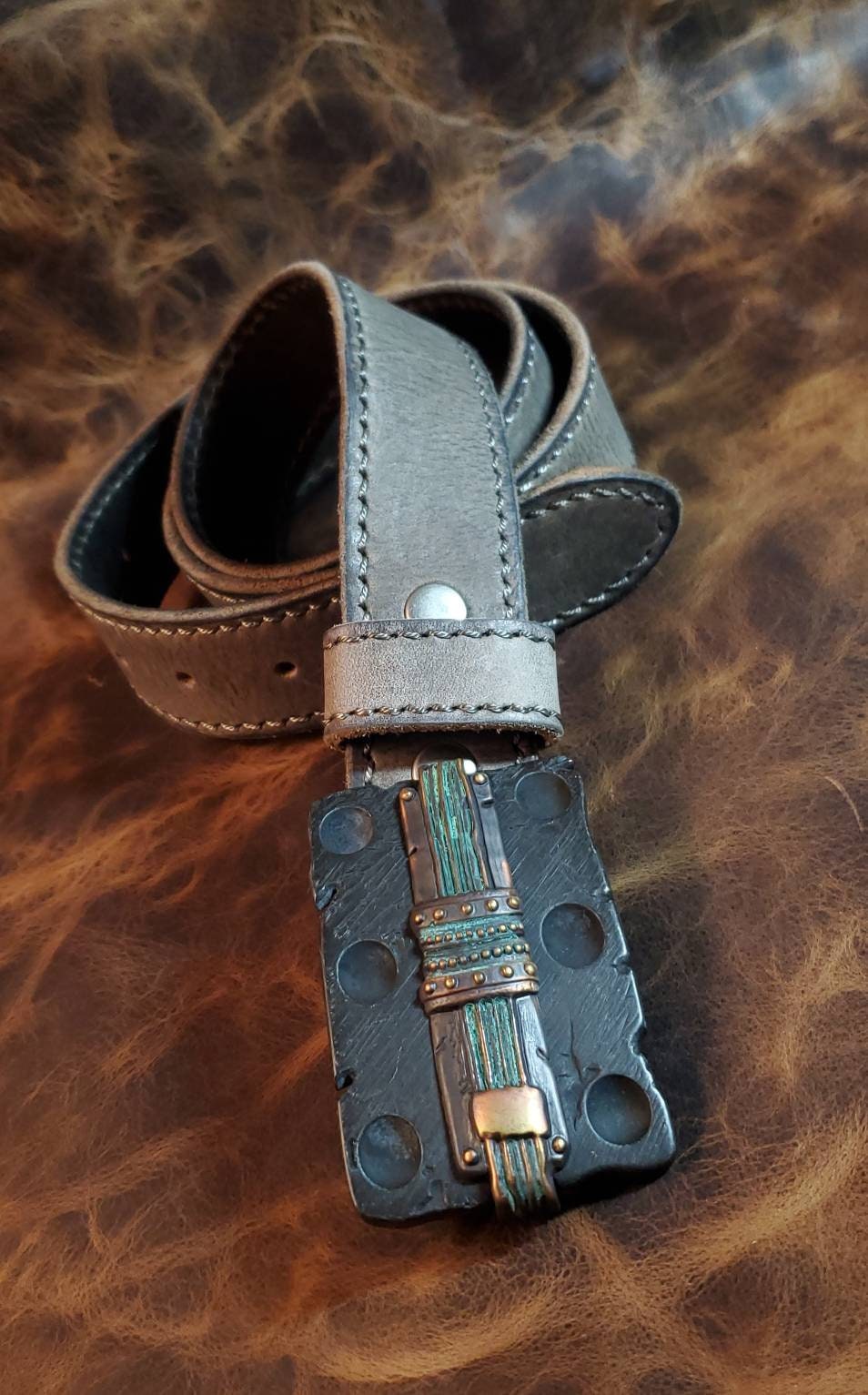 Vintage Full Grain Belt With Steampunk Style Buckle - Etsy