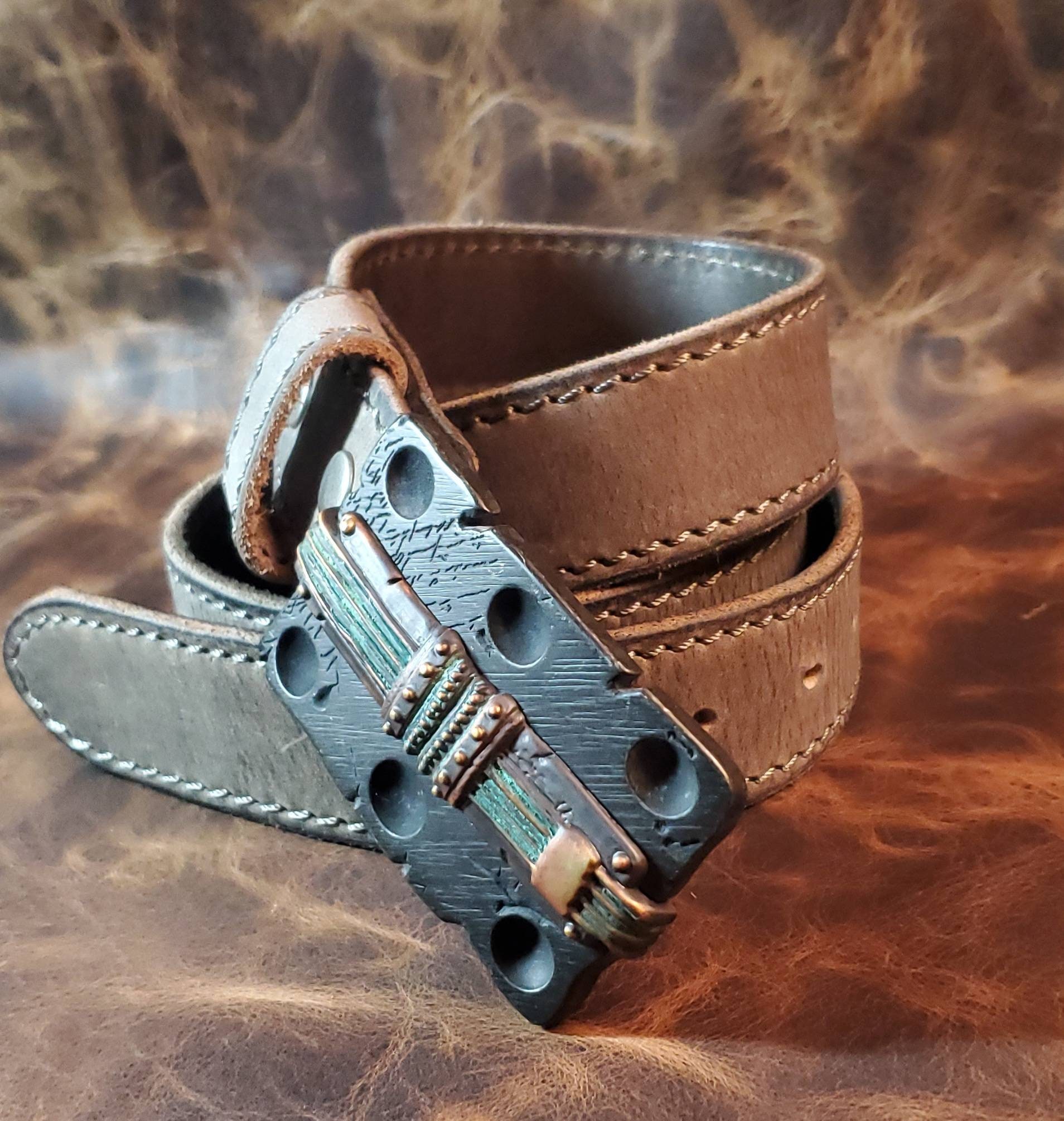 Vintage Full Grain Belt With Steampunk Style Buckle - Etsy
