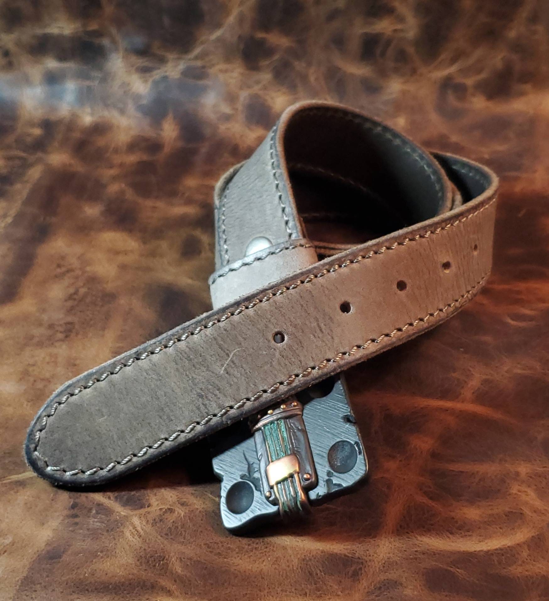 Vintage Full Grain Belt With Steampunk Style Buckle - Etsy