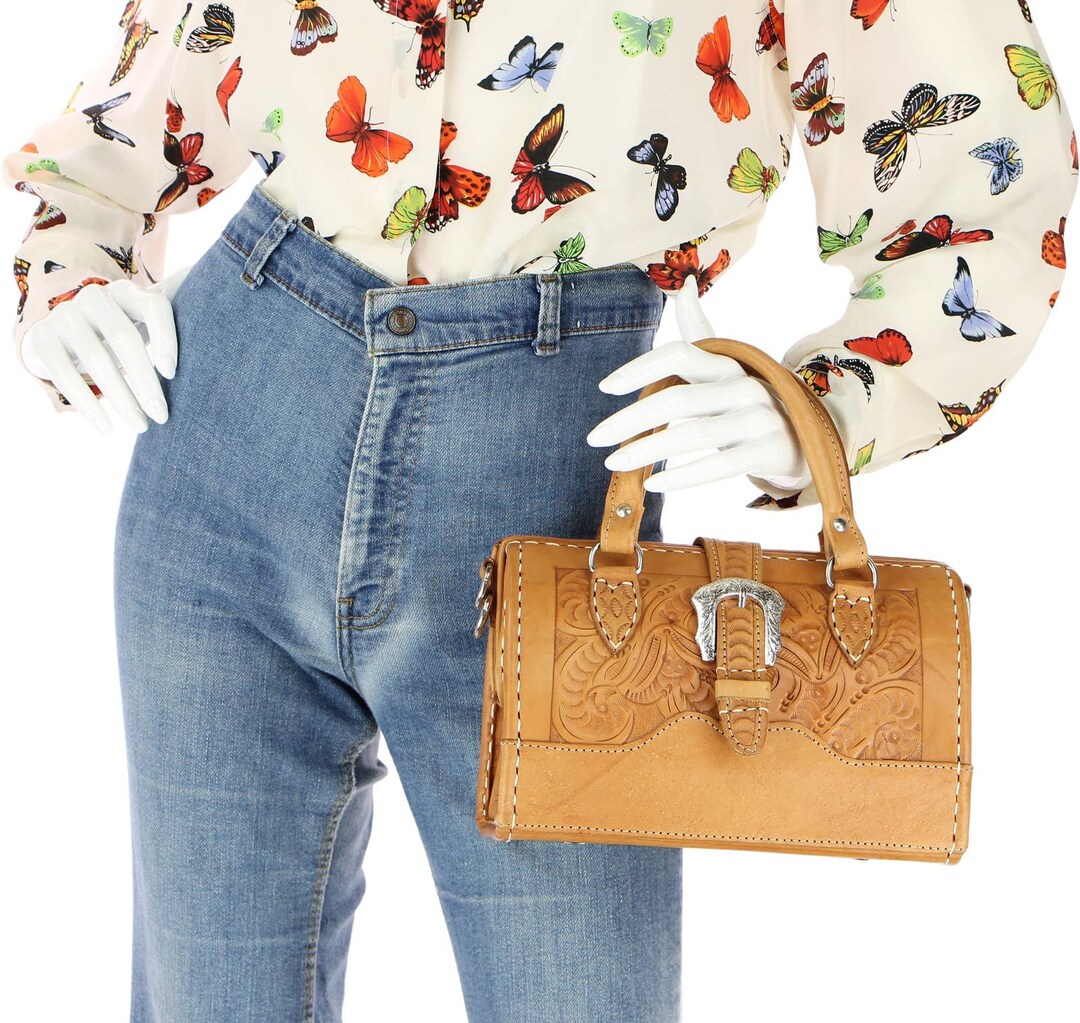 Satchel Saddle Style Hand Tooled Boho Western Cowgirl Chic Leather ...