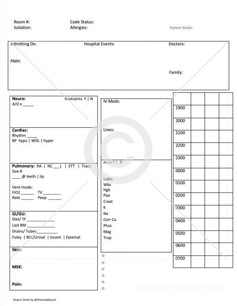 Icu Report Sheet Printable Prntbl concejomunicipaldechinu gov co