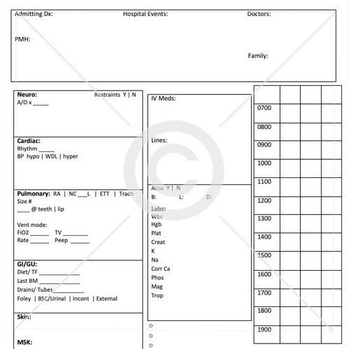 Nurse ICU Report Sheet DAY Shift - Etsy