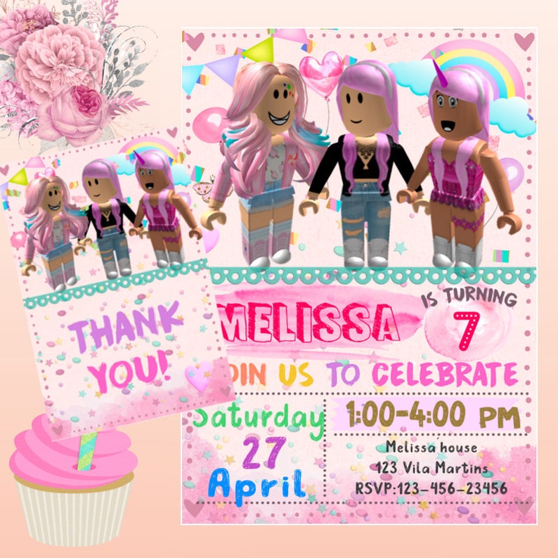 Girl Roblox Invitation Girl Roblox Invitations Etsy Girl Roblox Invitation Girl Roblox Invitations Etsy